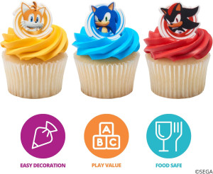 DecoPac Sonic the Hedgehog Rings, Cupcake Decorations Featuring Sonic ...