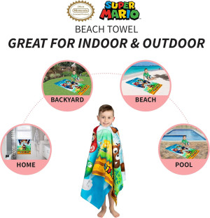 Franco Super Mario "Official Nintendo" Kids Super Soft Cotton Bath/Pool ...