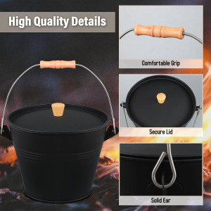 FEED GARDEN Mini Ash Bucket with Lid,Shovel,Broom and Screwdriver, 1.5 ...