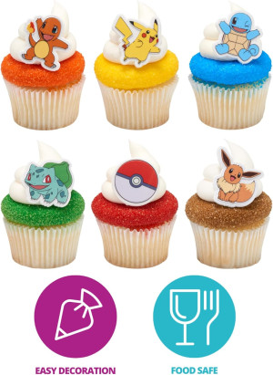 DecoPac Pokémon Rings, Cupcake Decorations With Pikachu, Bulbasaur ...
